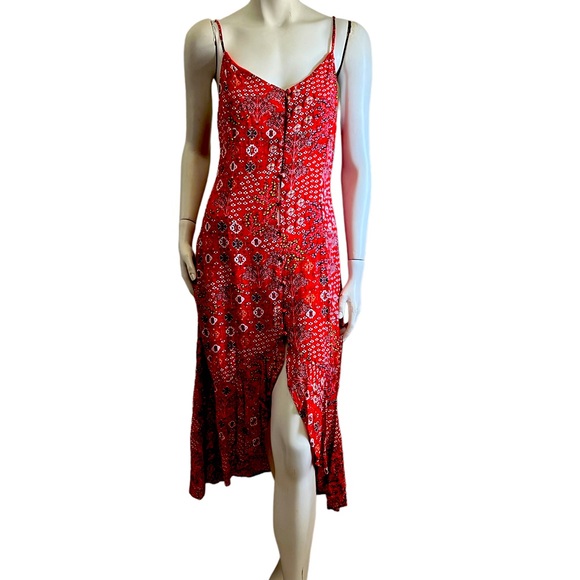 Anthropologie | Dresses | Abel The Label Lola Red Floral Maxi Dress ...